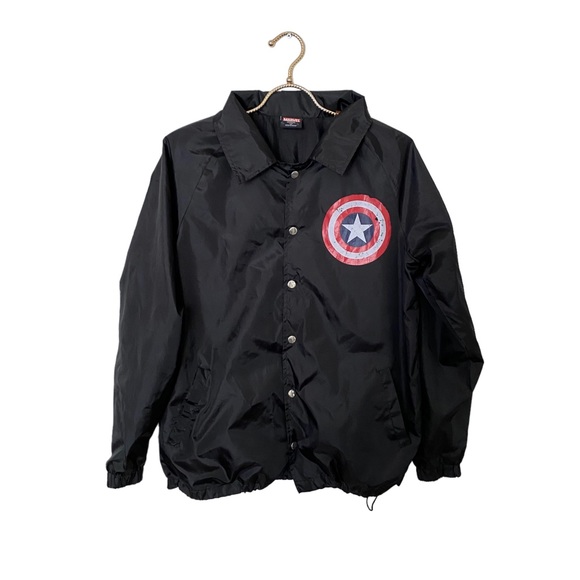 Marvel | Jackets & Coats | Marvel Captain America Logo Coach Snap ...